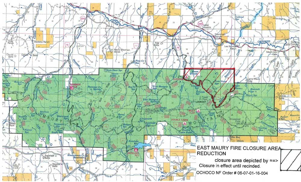 Fire closure area in Ochoco Forest reduced | The Bulletin