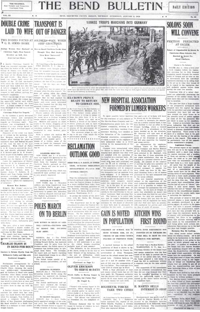 The Bend Bulletin, Jan. 2, 1919 | The Bulletin